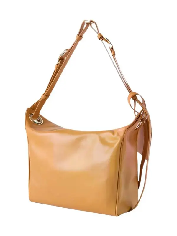 Furla Logo Print Leather Shoulder Bag - Brown