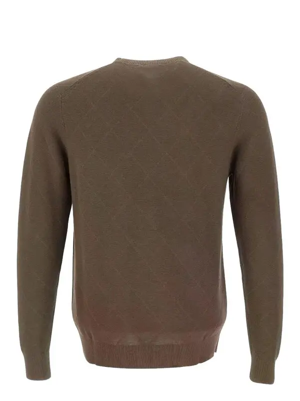 DIKTAT Diamond-knit Crew Neck Sweater - Brown