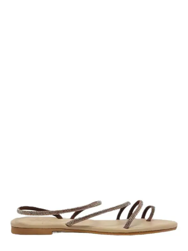 MC2 SAINT BARTH Embellished Wrap-around Flat Sandals - Neutrals