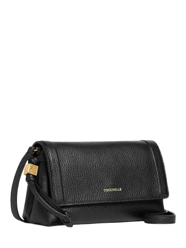 COCCINELLE Grained Leather Shoulder Bag - Black