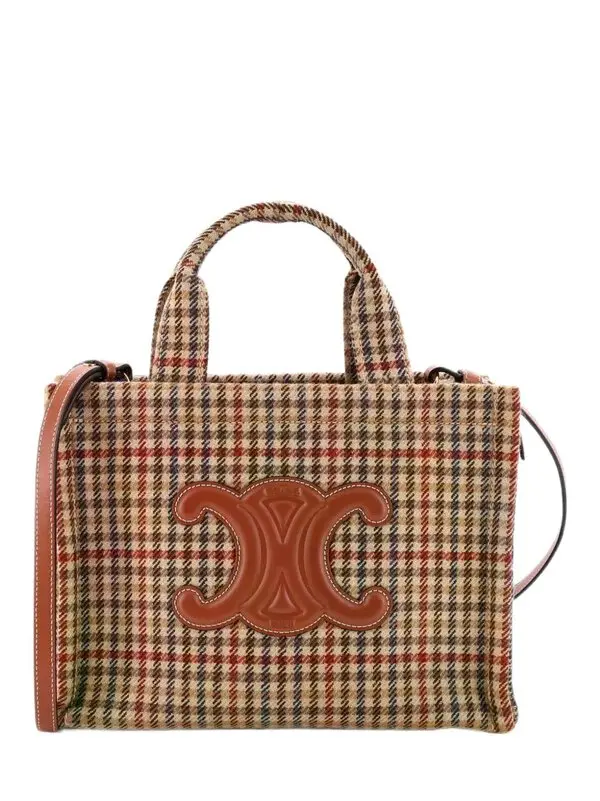 Celine Cabas Thais Tweed Small Tote Bag - Brown
