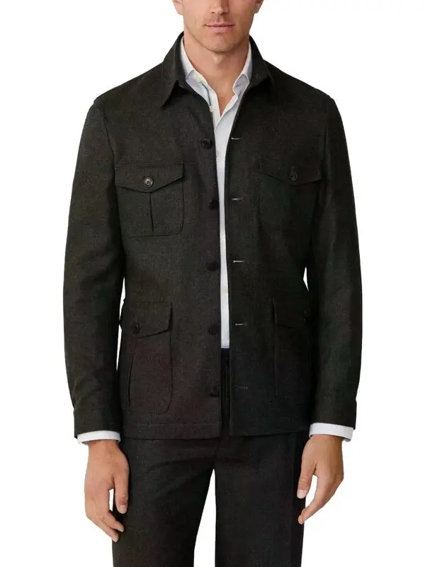 HACKETT LONDON Dark Herringbone Jacket - Green