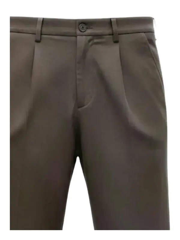 CELLAR DOOR Pleated Cropped Trousers - Brown