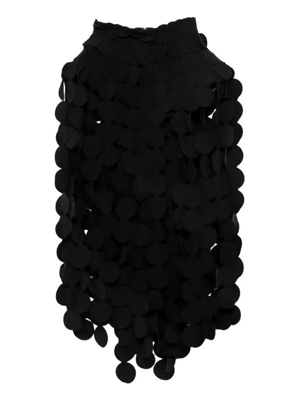 A.W.A.K.E. Mode Circle Appliqué Midi Skirt - Black
