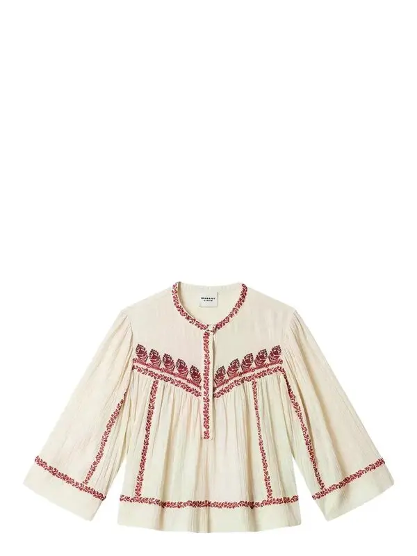 Isabel Marant Étoile Embroidered Flared Blouse - Neutrals