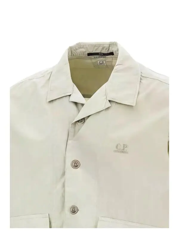 C.P. COMPANY Logo-embroidered Flap-pocket Shirt - Neutrals