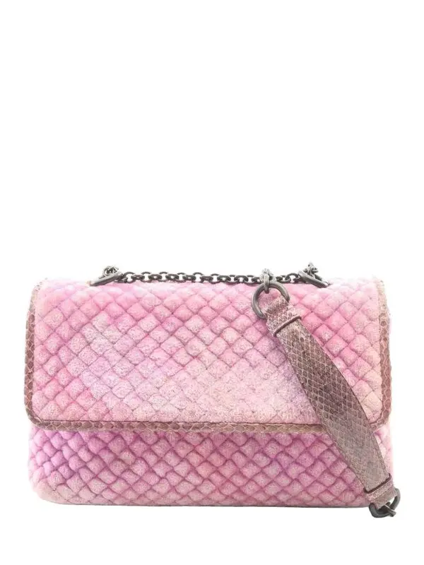 Bottega Veneta 2000s Intrecciato Chain Shoulder Bag - Pink