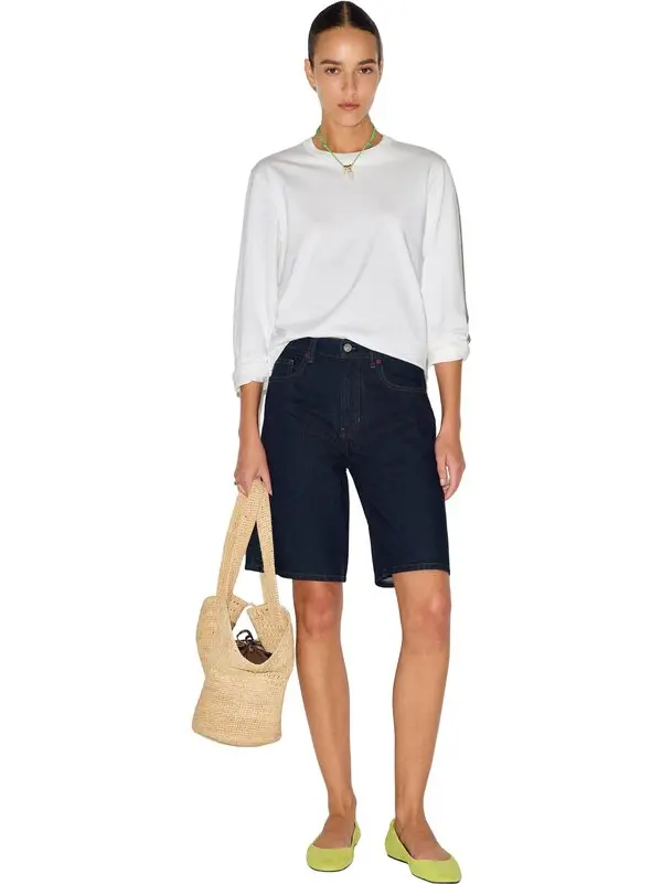 REFORMATION Hayden Mid Rise 8" Jean Shorts - Blue