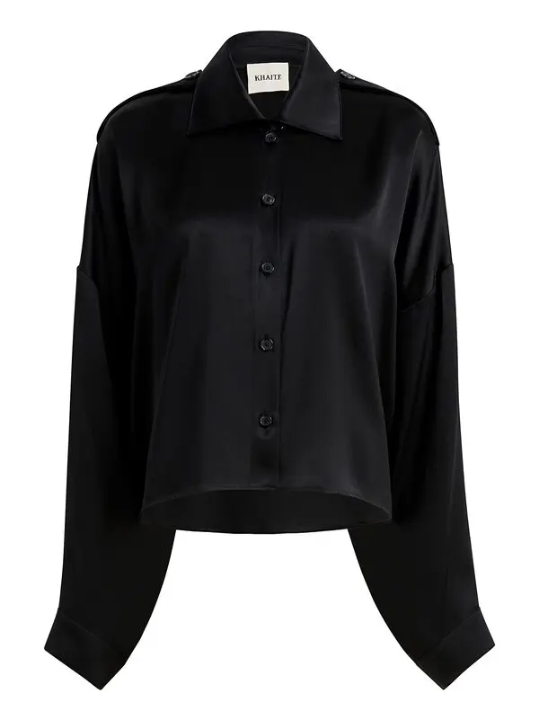 Khaite Bodine Silk Charmeuse Blouse - Black