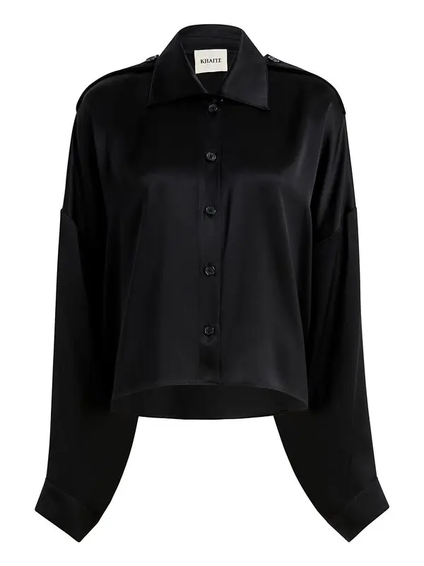 Khaite Bodine Silk Charmeuse Blouse - Black