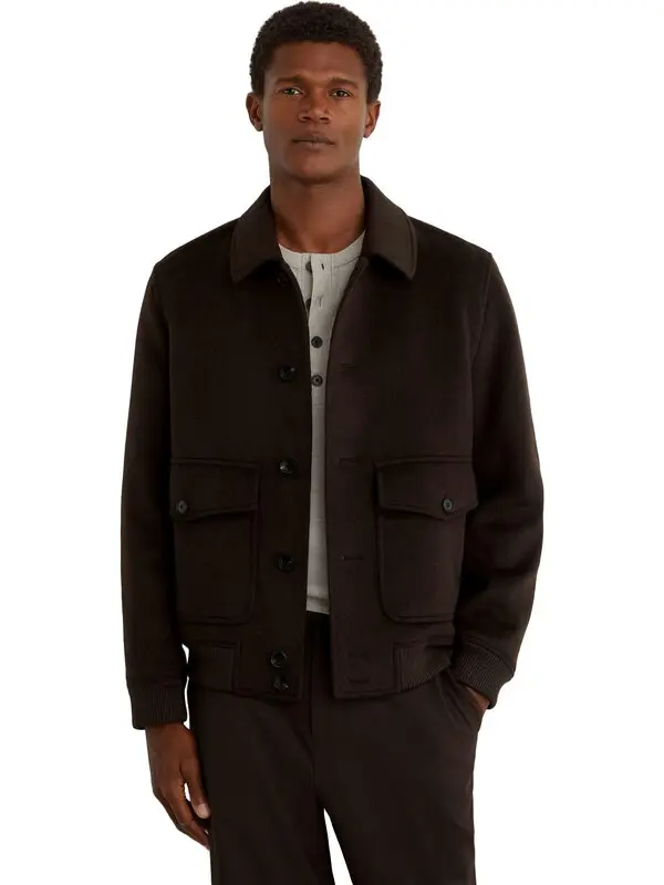 REISS Wool-blend Bomber Jacket - Chocolate Brown