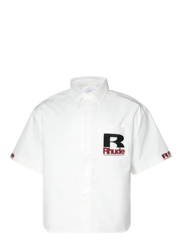 Rhude Petrol Oversized Mechanic Shirt And Black - White