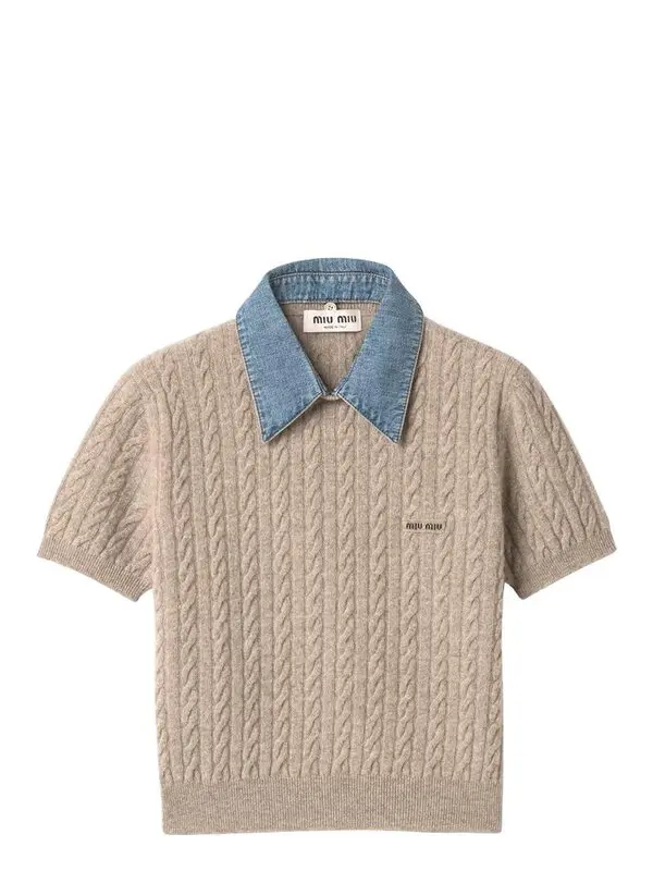 Miu Miu Wool And Cashmere Knit Sweater - Beige