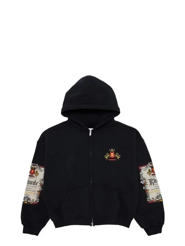 Rhude Bordeaux Reserve Zip-up Hoodie - Black
