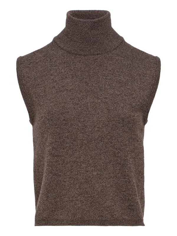 Magda Butrym Sleeveless Knit Turtleneck Top - Brown