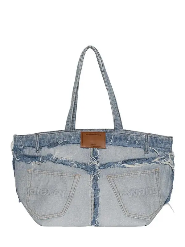 Alexander Wang Punch Denim Frayed Tote Bag - Blue
