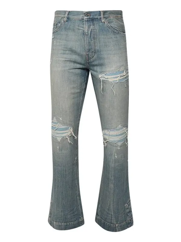 Amiri Repaired Straight Flare Jeans In Laurel Fade - Blue