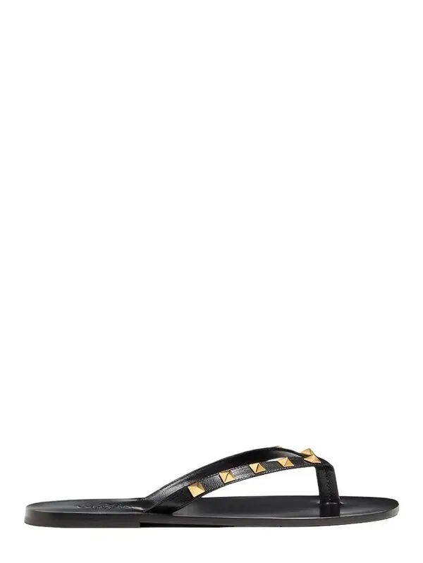 Valentino Garavani Rockstud Goatskin Flip-flop Sandals - Black