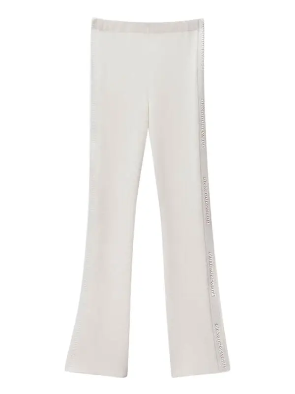 Alexander Wang Debossed Logo Track Stripe Relaxed Fit Bootleg Pants - White