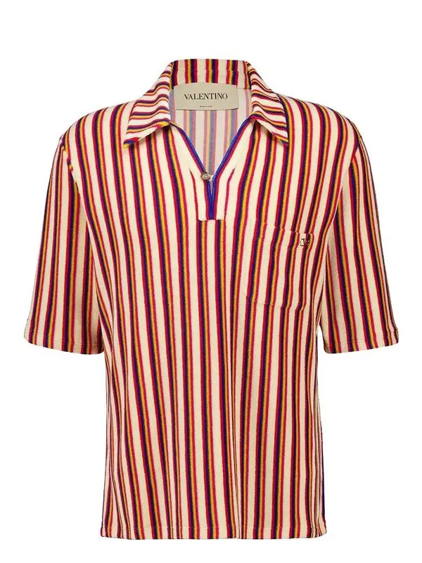 Valentino Garavani Terry Polo Shirt Multicolor Stripes - Multi
