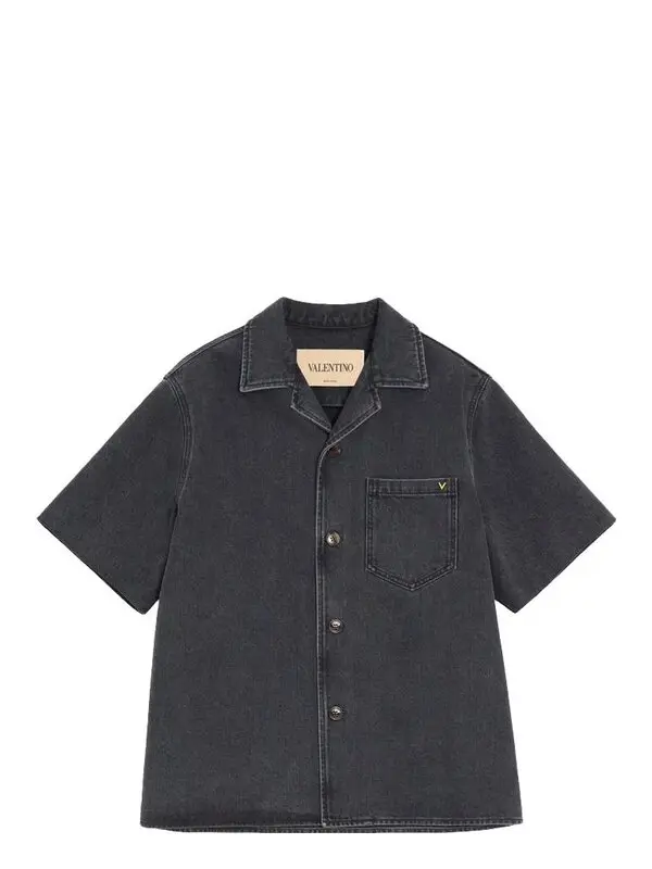 Valentino Garavani Denim Bowling Shirt - Black