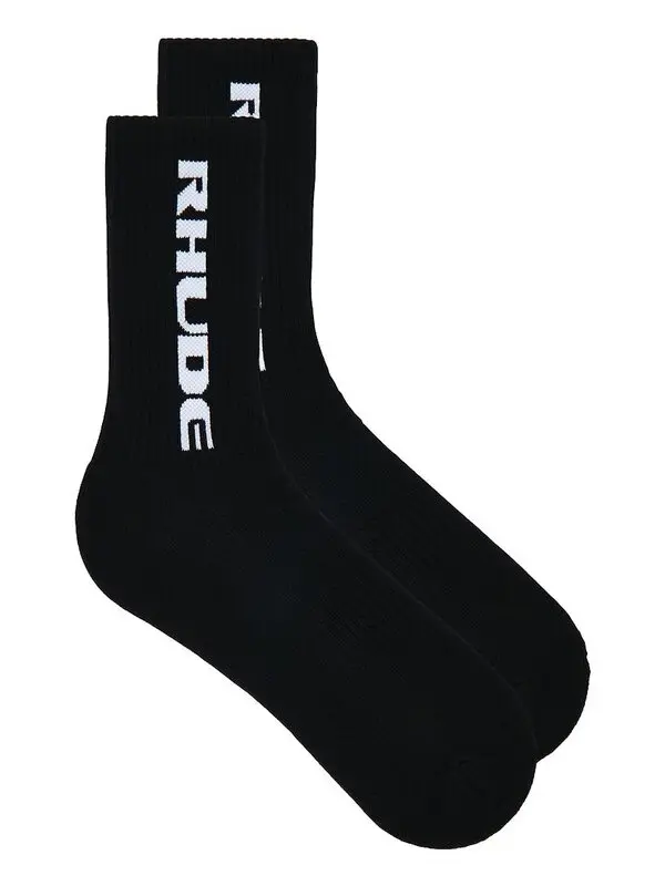 Rhude Tripoli Racing Logo Sock And White - Black
