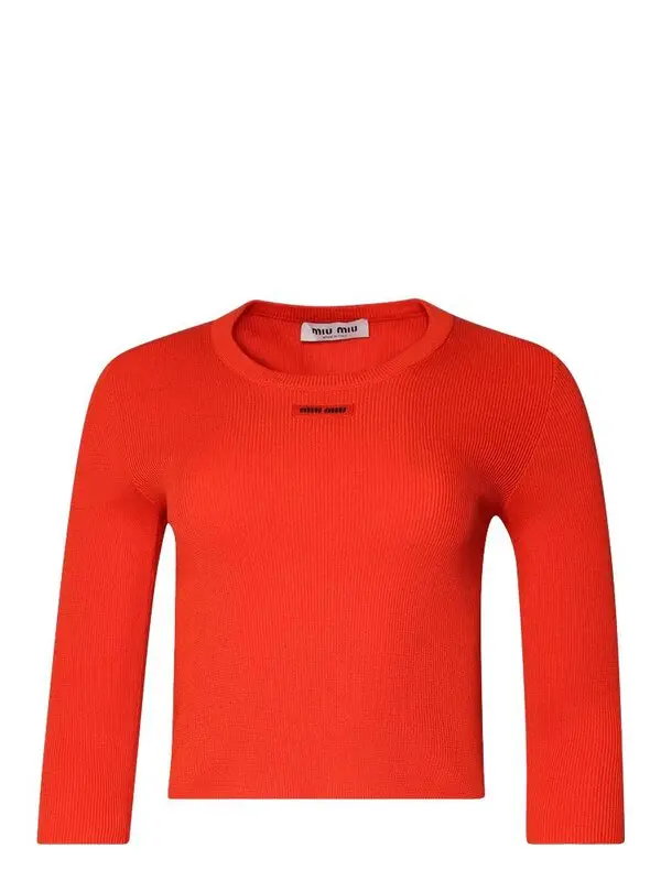 Miu Miu Cotton Crewneck Sweater - Orange