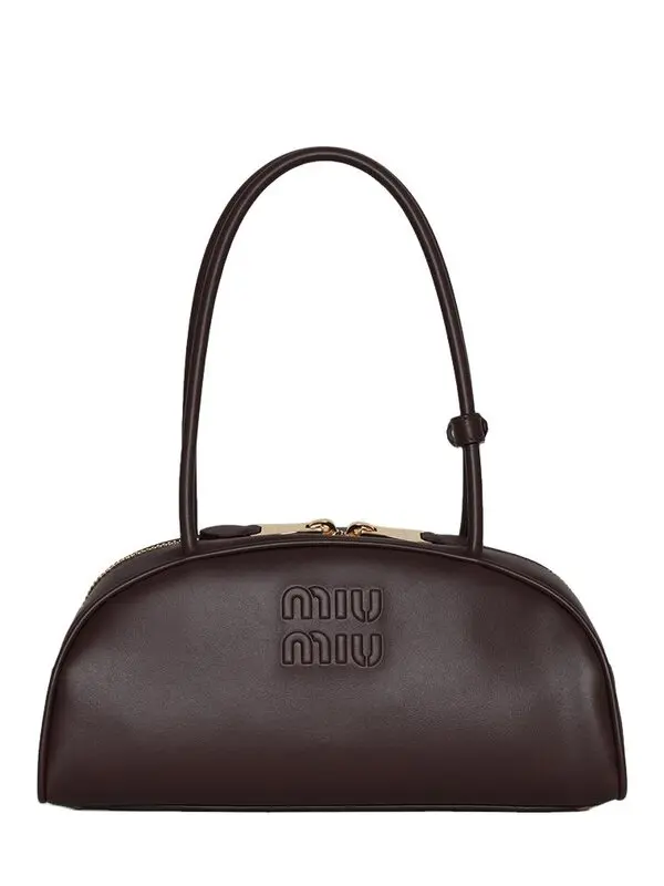 Miu Miu Calfskin Leather Beau Handbag - Brown