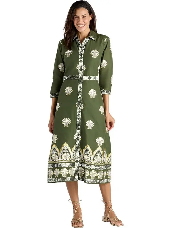 Jude Connally Minna Cotton Voile Shirt Dress - Gilded Shell Loden