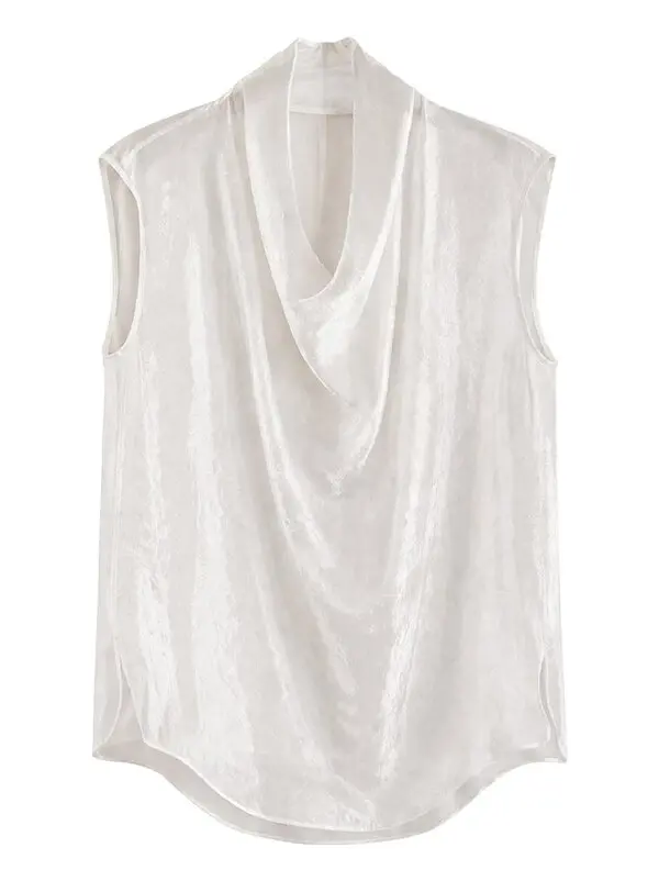 MUTE BY JL Sheering Drape Front Top - White