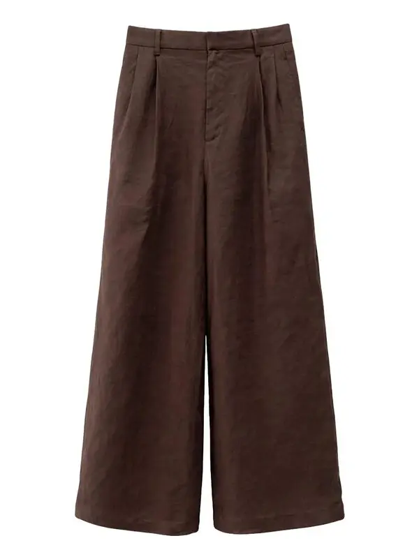 MUTE BY JL Linen Wide Leg Trousers - Brown