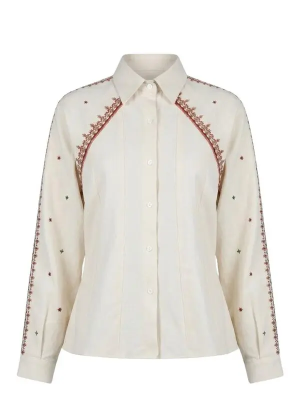 COLLECTED XX Neelum Embroidered Panel Shirt - White