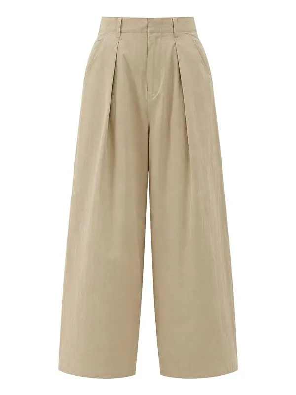 MUTE BY JL Pleated Wide Leg Trousers - Yellow