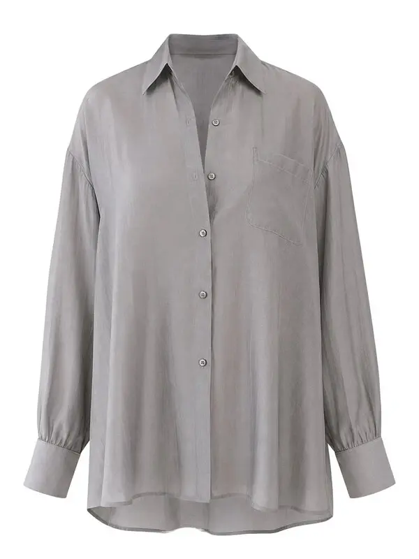 MUTE BY JL Sol Semi-sheer Tencel Overshirt - Grey