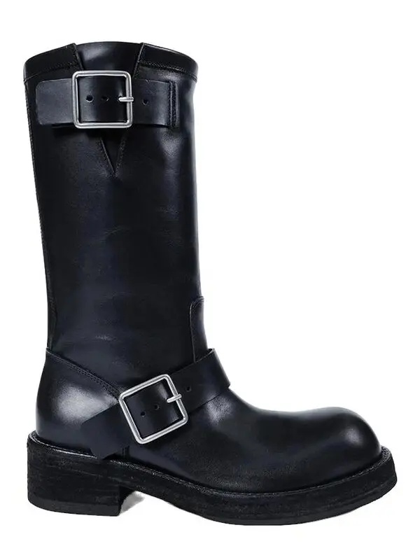 ANN DEMEULEMEESTER Leather Buckle Detail Boots - Black