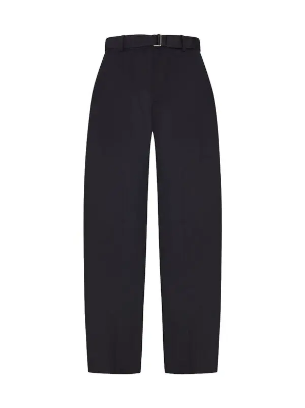 Sacai Wide-leg Wool-blend Trousers With Belt - Black