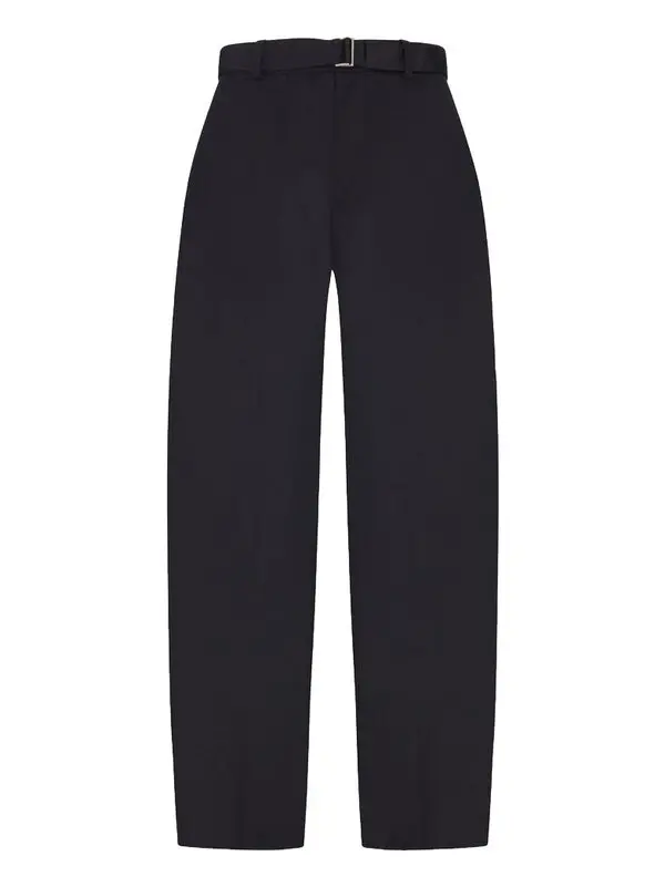 Sacai Wide-leg Wool-blend Trousers With Belt - Black
