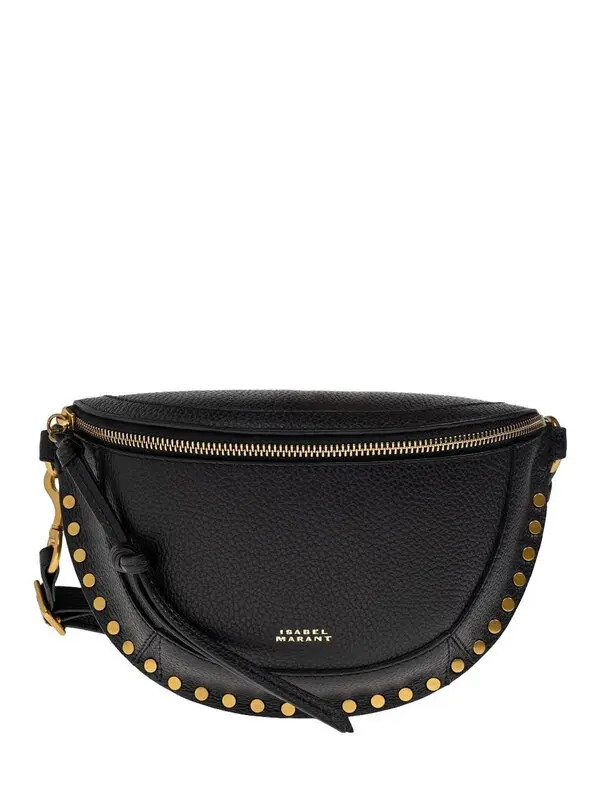 Isabel Marant Étoile Hammered Leather Belt Bag With Studs - Black