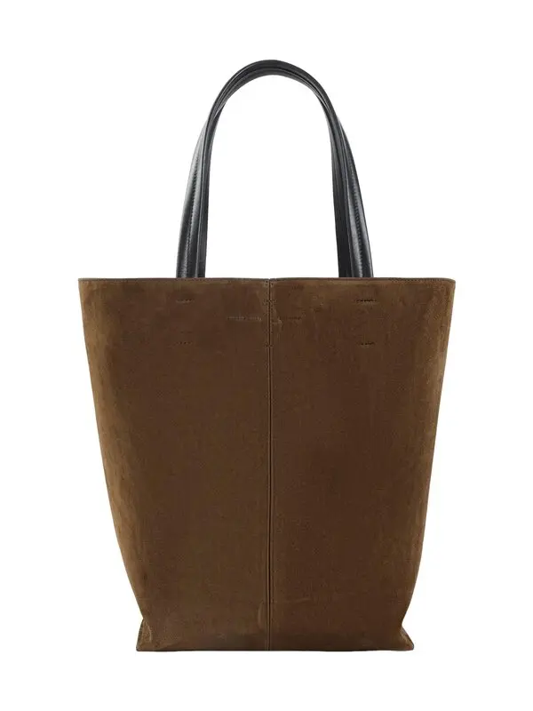 Phoebe Philo Army Silver Suede Leather Pot Cabas Tote Bag - Brown