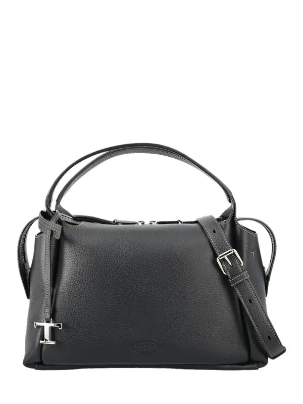 TOD'S Leather Bauletto Zip Piccolo Bag - Black