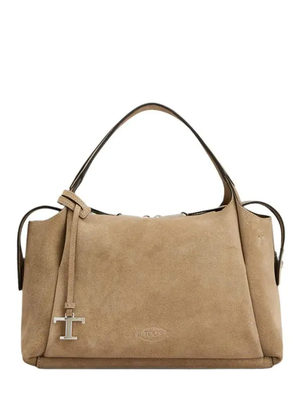 TOD'S Suede Bag With Silver-tone T Timeless Pendant - Multicolor