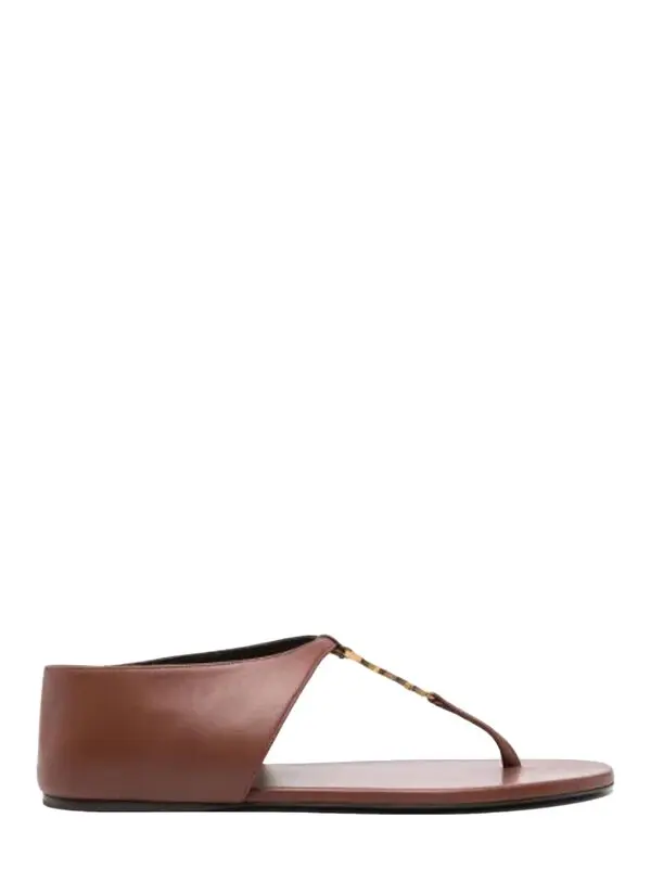 Saint Laurent Cassandra Logo Plaque Thong Sandals - Brown