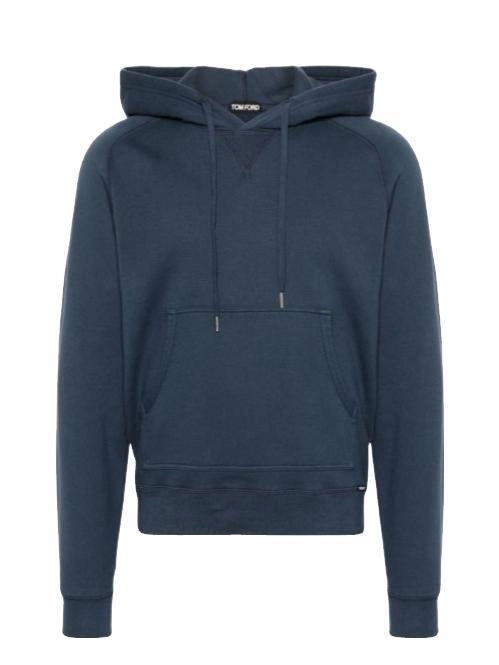 TOM FORD Cotton Drawstring Hoodie - Blue