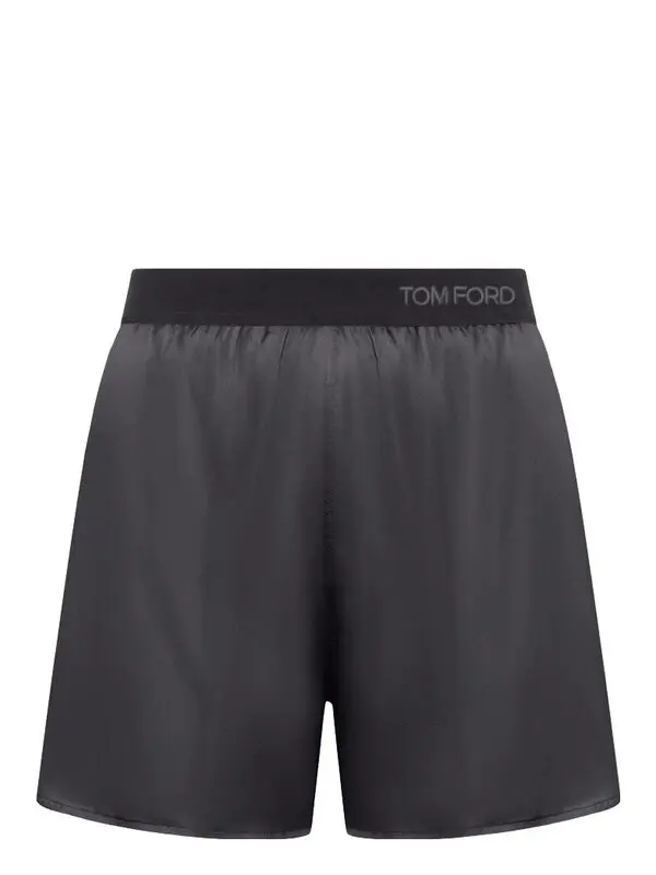 TOM FORD Silk Satin Shorts With Jacquard Logo - Black