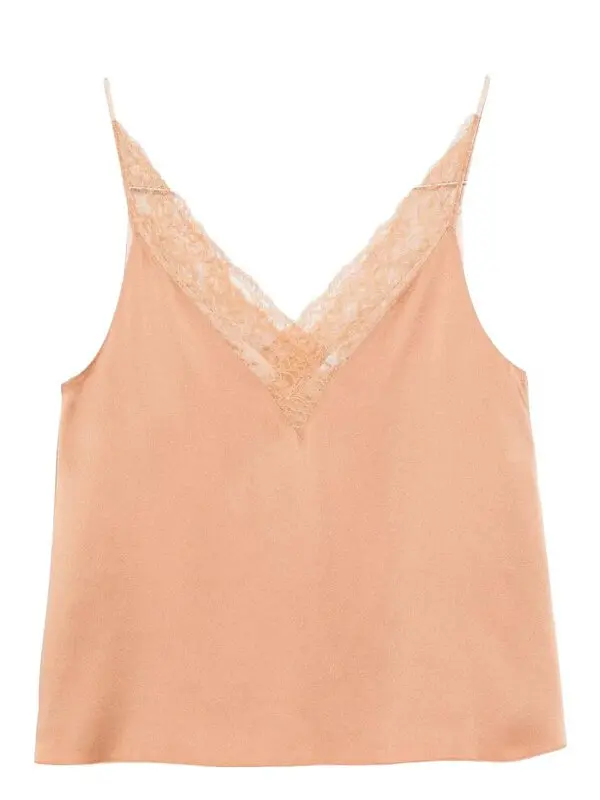 FORTE_FORTE Lace Trim V-neck Top - Multicolor