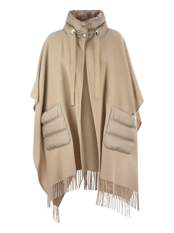 Herno Poncho Resort In Warmy E Nylon Ultralight - Cream