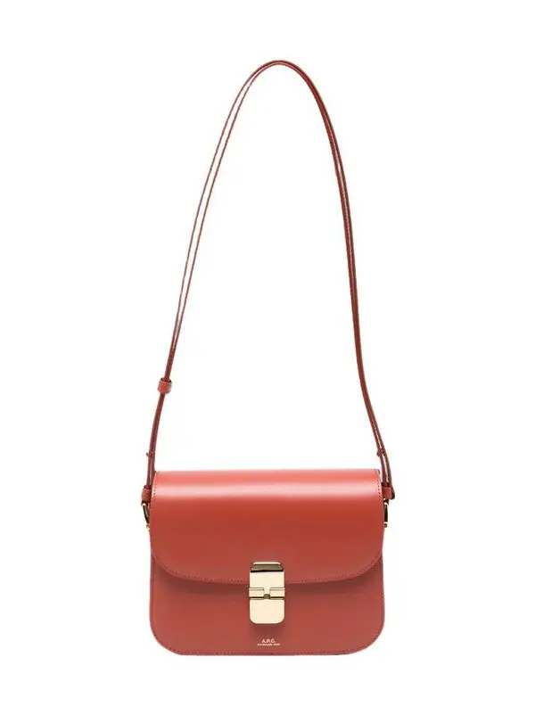 A.p.c. Leather Shoulder Bag With Gold-tone Hardware - Orange