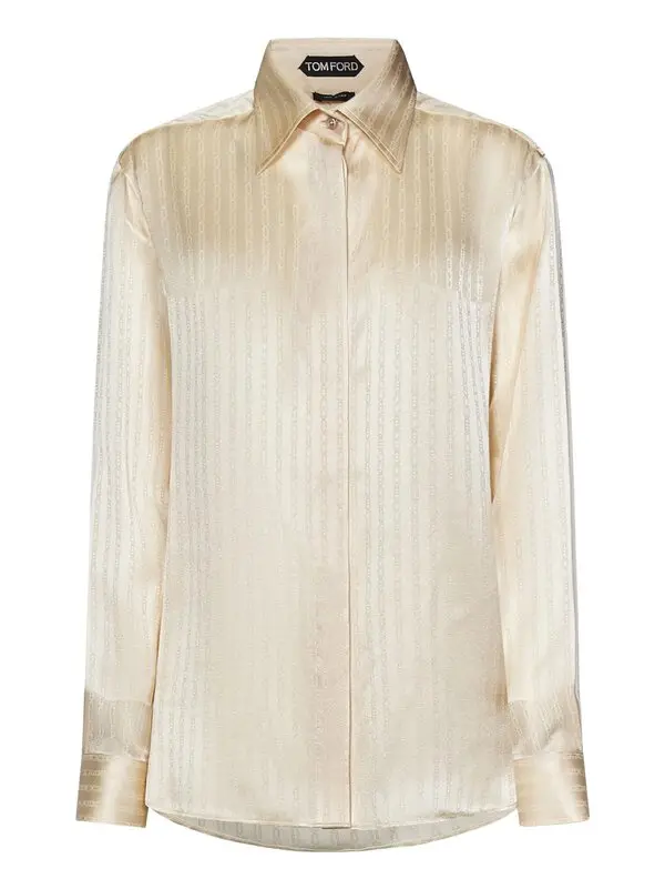 TOM FORD Whitney Striped Fluid Shirt - Nude