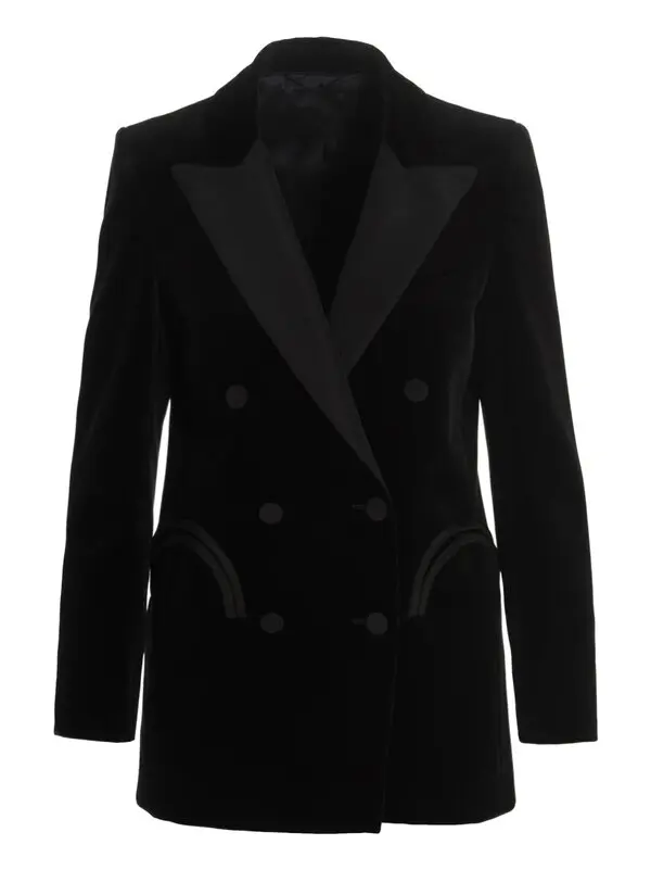 BLAZÉ MILANO Double-breasted Velvet Blazer - Black