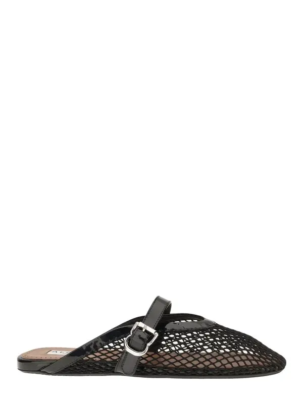 Alaïa Mesh Mules With Patent Leather Trim - Black